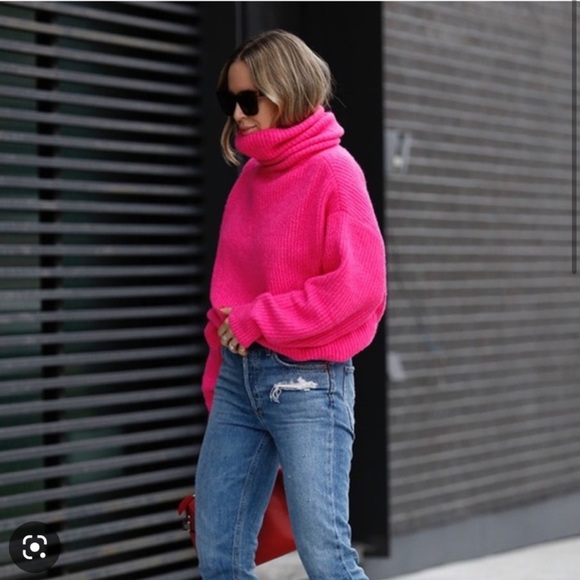 Zara | Sweaters | Zara Oversized Sweater In Neon Pink | Poshmark